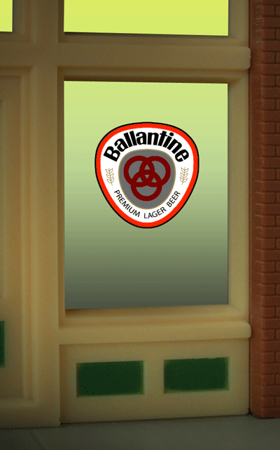 Ballantine Window sign Size 2" W x 2.2" T Suitable for HO/O scales ...